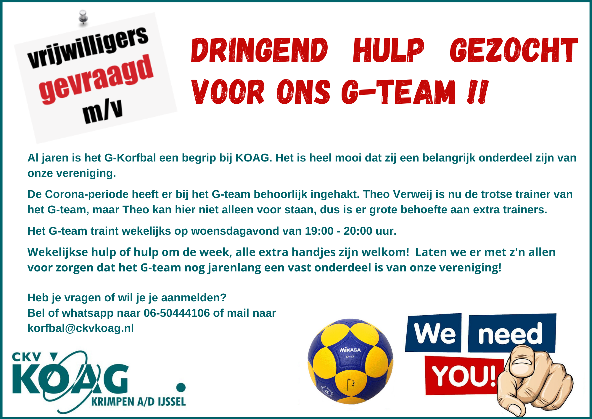 Dringend hulp gezocht voor ons G-Team | CKV KOAG